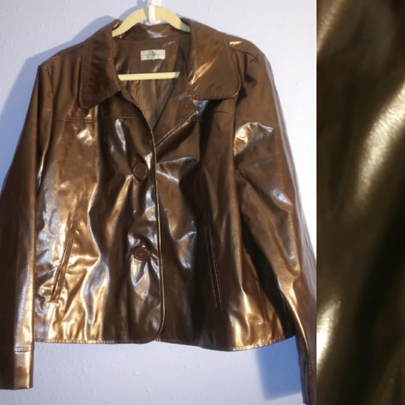Studio Works | Jackets & Coats | Copper Brown Faux Leather Jacket ...